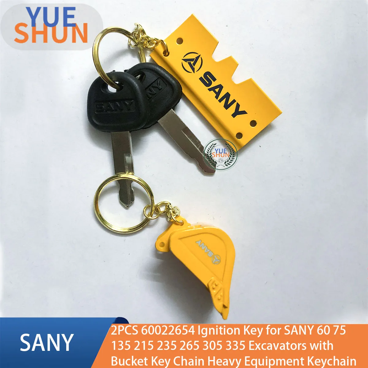 2PCS 60022654 Ignition Key for SANY 60 75 135 215 235 265 305 335 ...