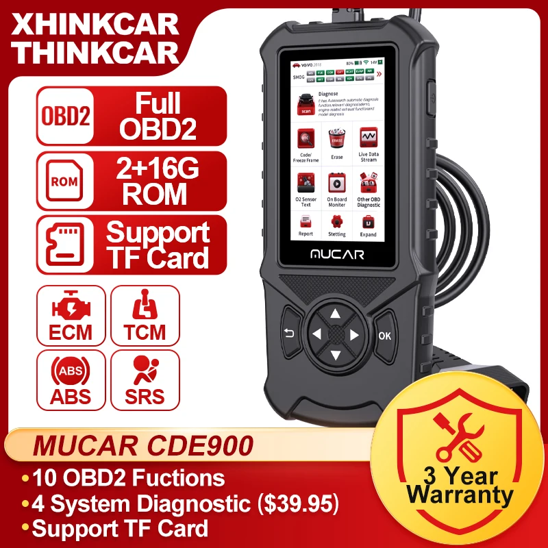 THINKCAR MUCAR CDE900 Obd2 Scanner ECM TCM ABS SRS Car Diagnostic Tools ...