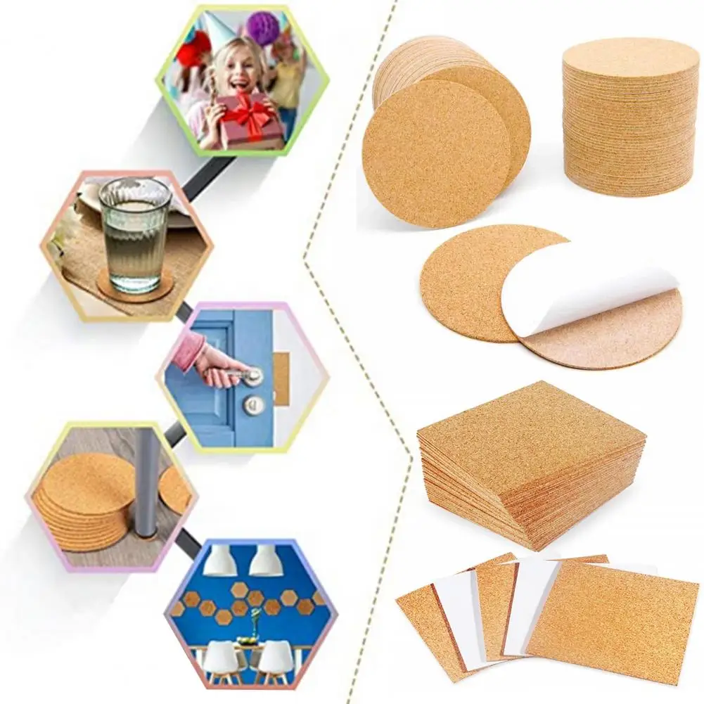 10Pcs-Practical-Cork-Mat-For-Home-10Pcs-Backing-Coasters-Cork-Mat-Self ...