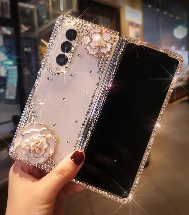 Luxury-Diamond-Pearl-Camellia-Phone-Cover-Bling-Rhinestone-Flower ...