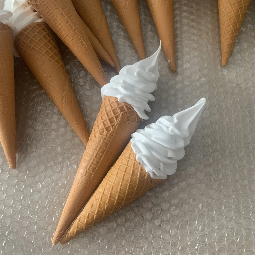Artificial Ice Cream Cones Fake Food Model Display Total White 2pcs/Set ...