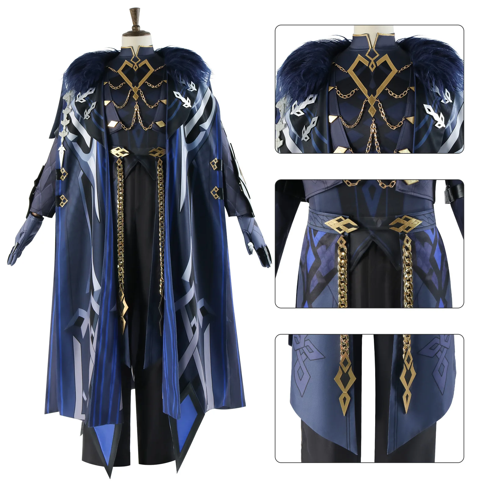 Il Capitano The Captain Cosplay Costume Genshin Impact Cloak Mask Fatui ...