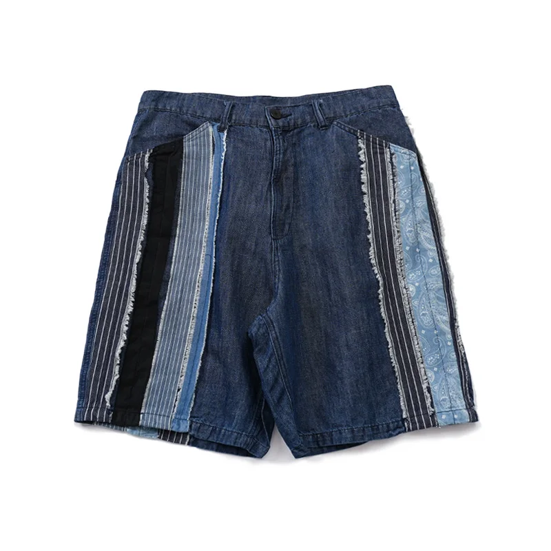 High-Street-Vintage-Patchwork-Denim-Shorts-Casual-Pants-Breathable ...