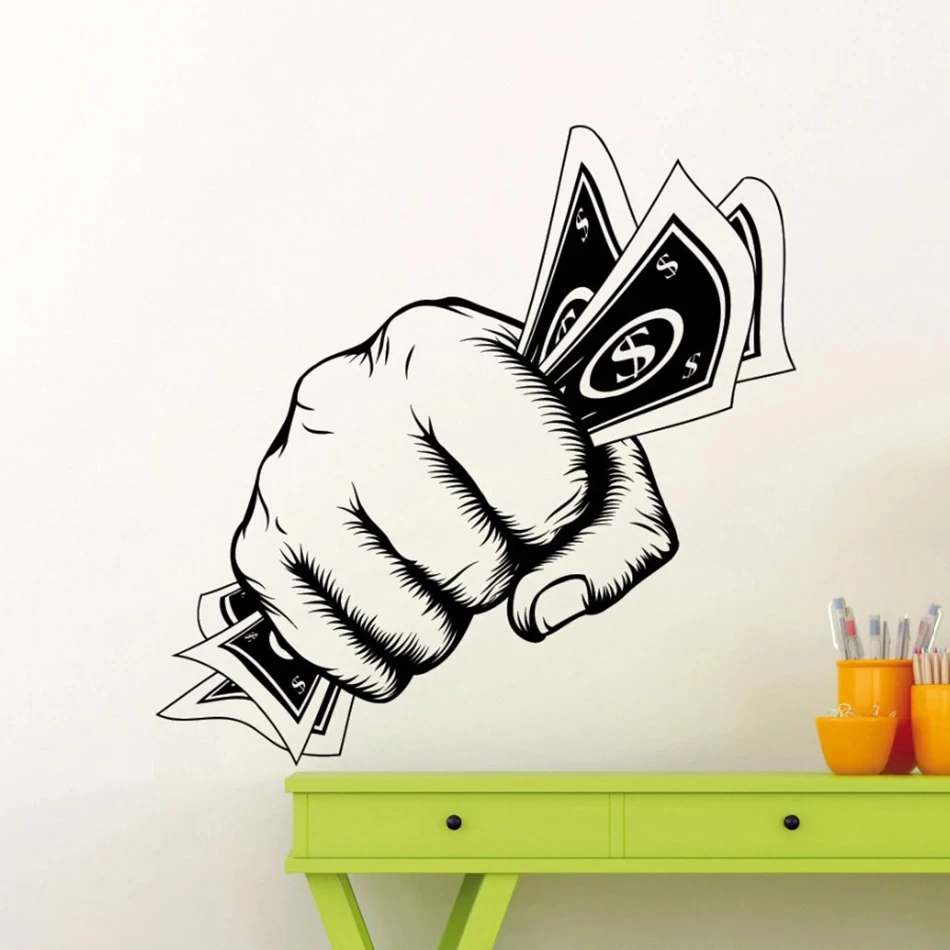 Money-First-Vinyl-Wall-Art-Decal-Office-Creative-Decor-Power-Hand-Wall ...