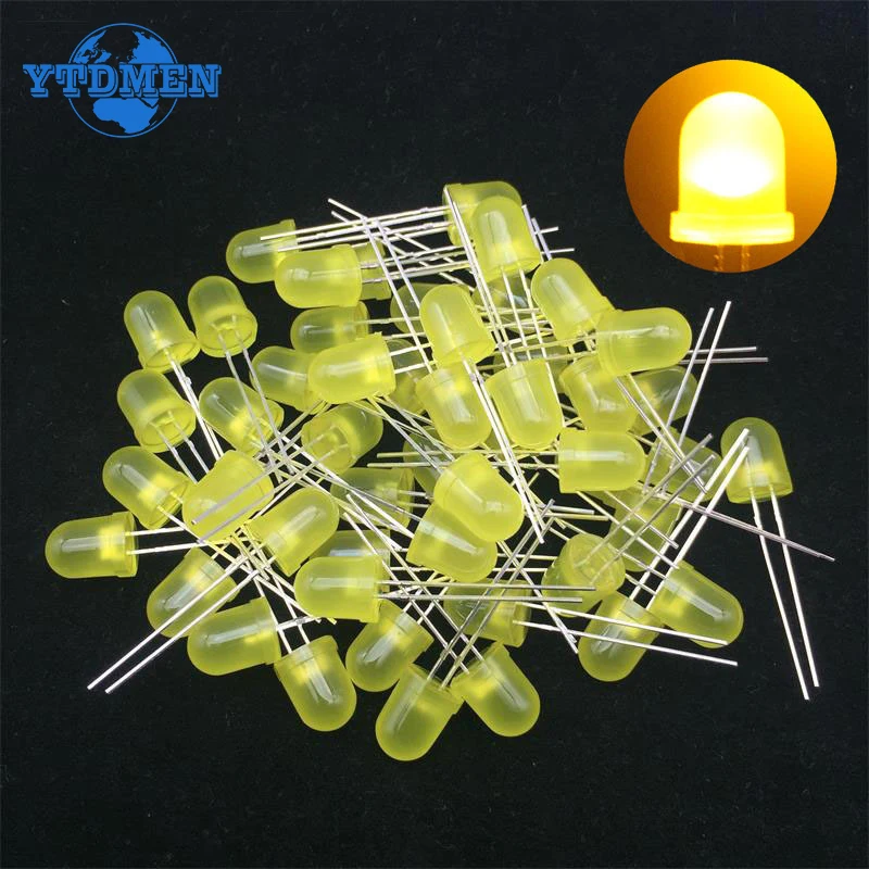 10PCS 10mm LED Diode Lights White/Red/Blue/Green/Yellow Bright Lighting Bulb Lamps Light ...
