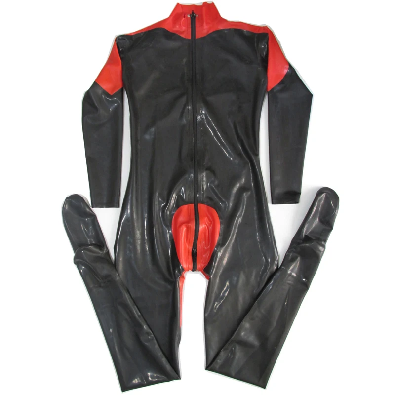 Sexy-latex-catsuit-gummi-mens-rubber-overall-bodysuit-with-feet-socks
