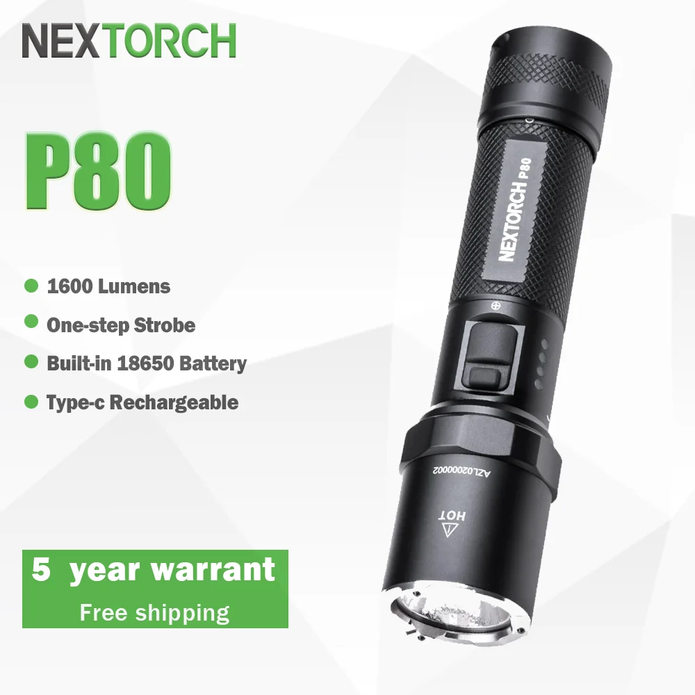 Nextorch-P80-1600lm-Rechargeable-Tactical-Flashlight-High-Performance ...