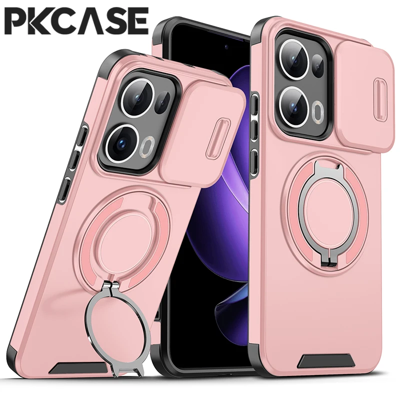 PKCASE Shockproof Phone Case with Slide Push Window and Magnetic Metal ...