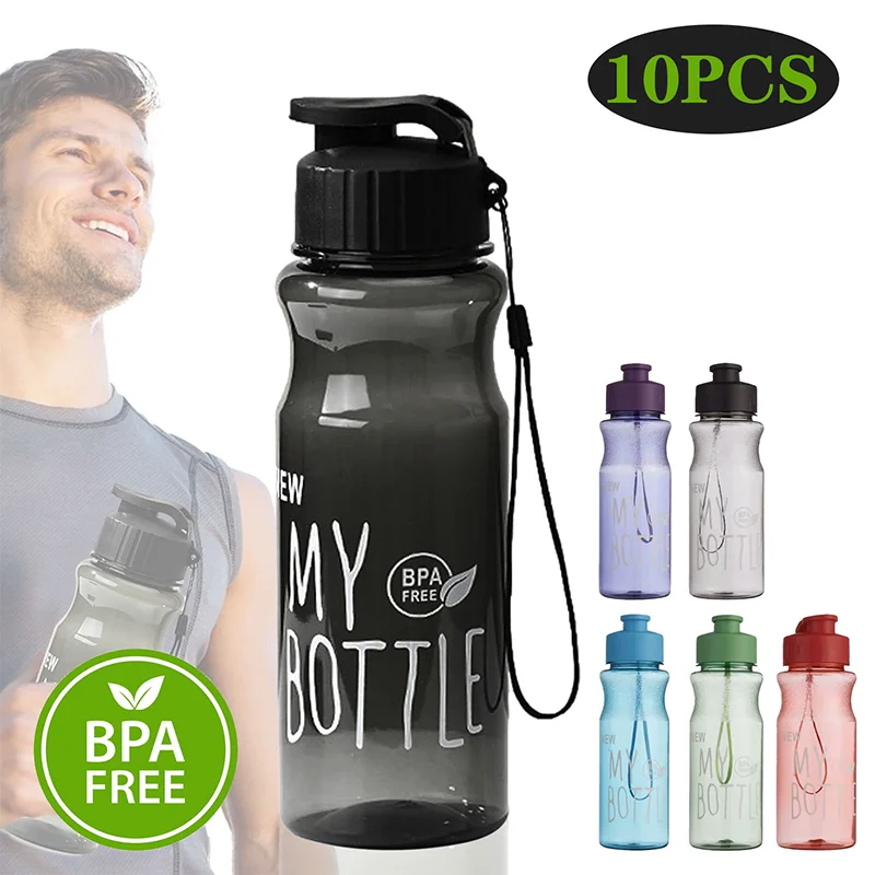 10PCS-Portable-Student-Male-Female-Large-Capacity-Plastic-Cup-PET-Sport ...