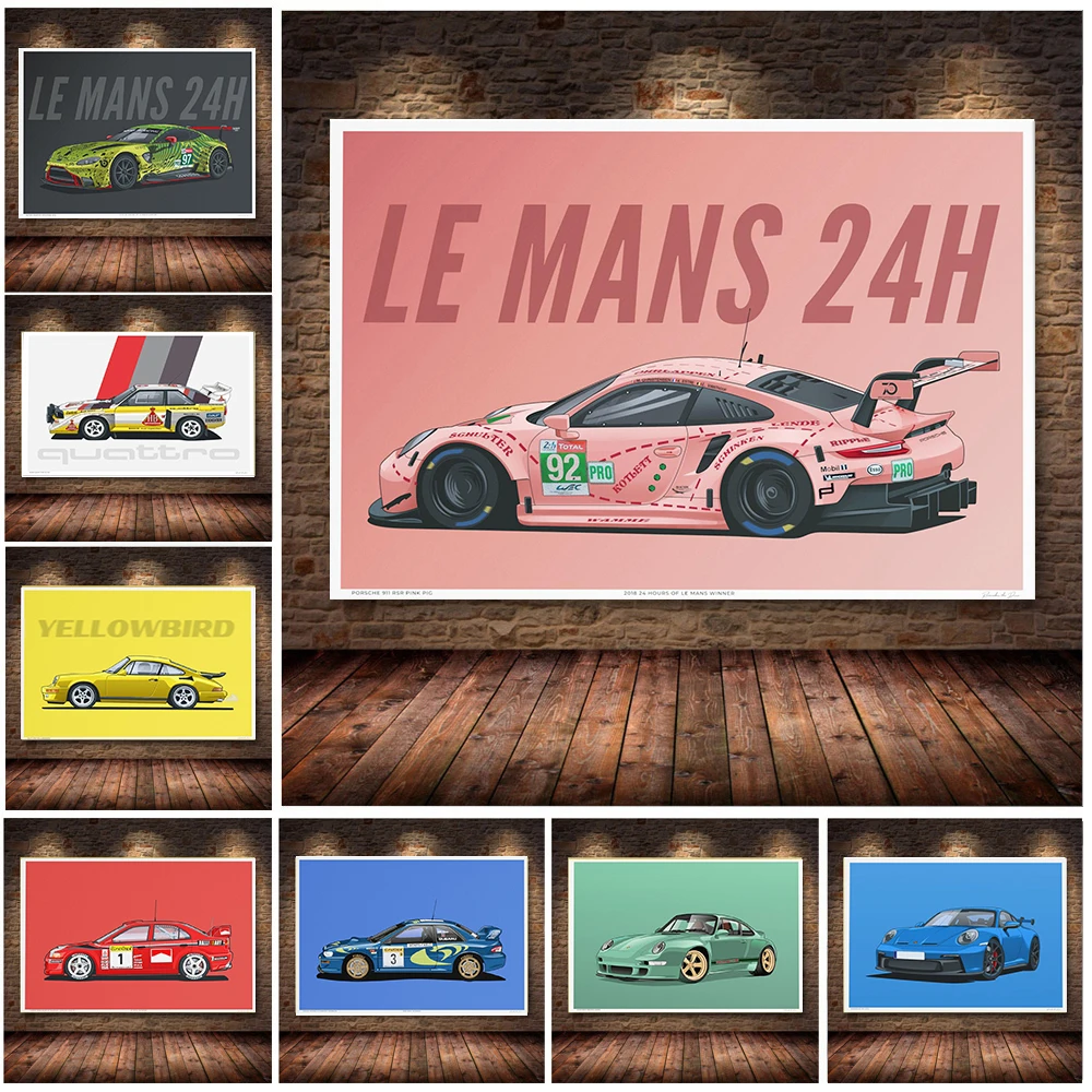 Classic-Color-Racing-Car-Supercars-Cool-Car-Poster-Artwork-Wall-Picture ...