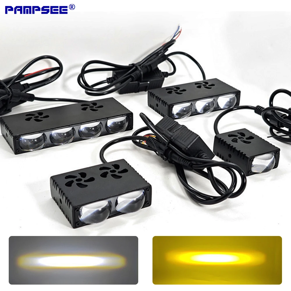 Car Grille LED Headlight Work Light Bumper Fog Lamps Projector Lens ...