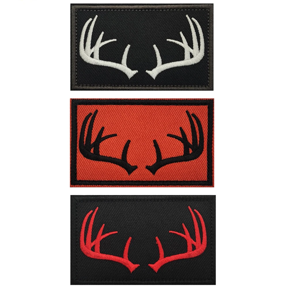 Embroidered Deer Antlers Hunting Patch Hook Loop fastening for Outdoor ...