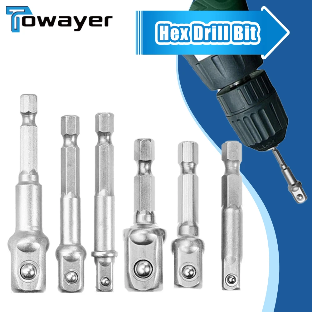 Chrome Vanadium Steel Socket Hex Shank To 1/4" 3/8" 1/2" Extension ...