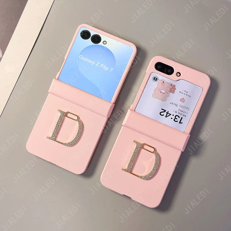 Diamond D Letter Hinge Phone case For Samsung Galaxy Z Flip 7 6 5 4 3 ...