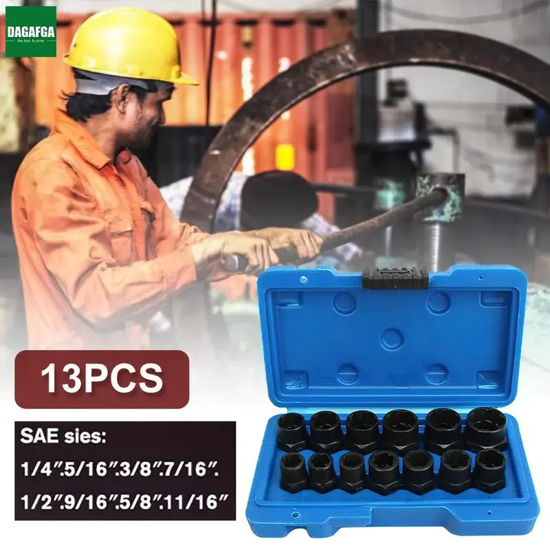 10/13Pcs Impact Damaged Bolt Nut Remover Extractor Socket Tool Set Nut ...