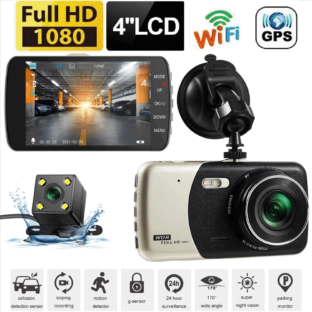 Car-DVR-WiFi-GPS-1080P-HD-Dual-Lens-Rear-View-Drive-Video-Recorder-Auto ...