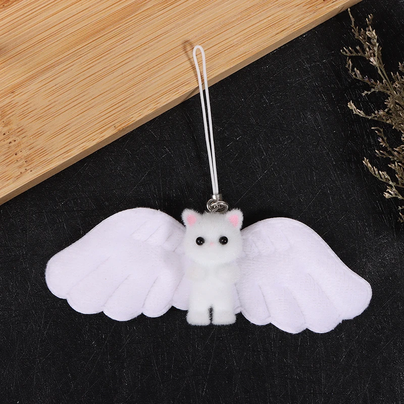 Cartoon-Flocking-Angel-Cat-Phone-Lanyard-Cute-Wing-Cat-Cell-Phone-Strap ...