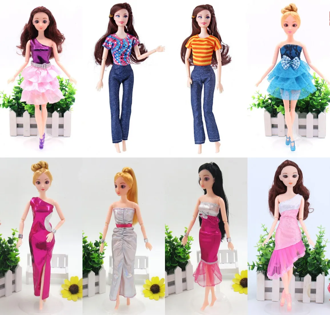 5 Sets Doll Outfits Clothing Handmade Tops Pants Dress T-shirt Skirt ...