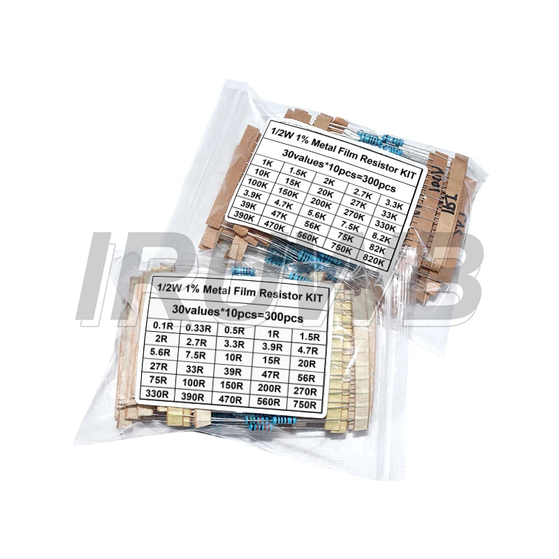 1/2W 1W 2W 3W Resistance 1% Metal Film Resistor Assortment Kit Set ...