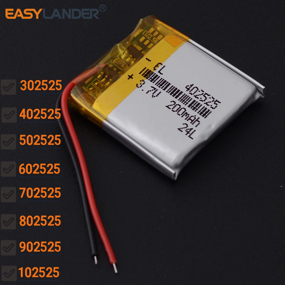 3.7V 200mAh 402525 lithium Li ion polymer rechargeable battery 302525 ...