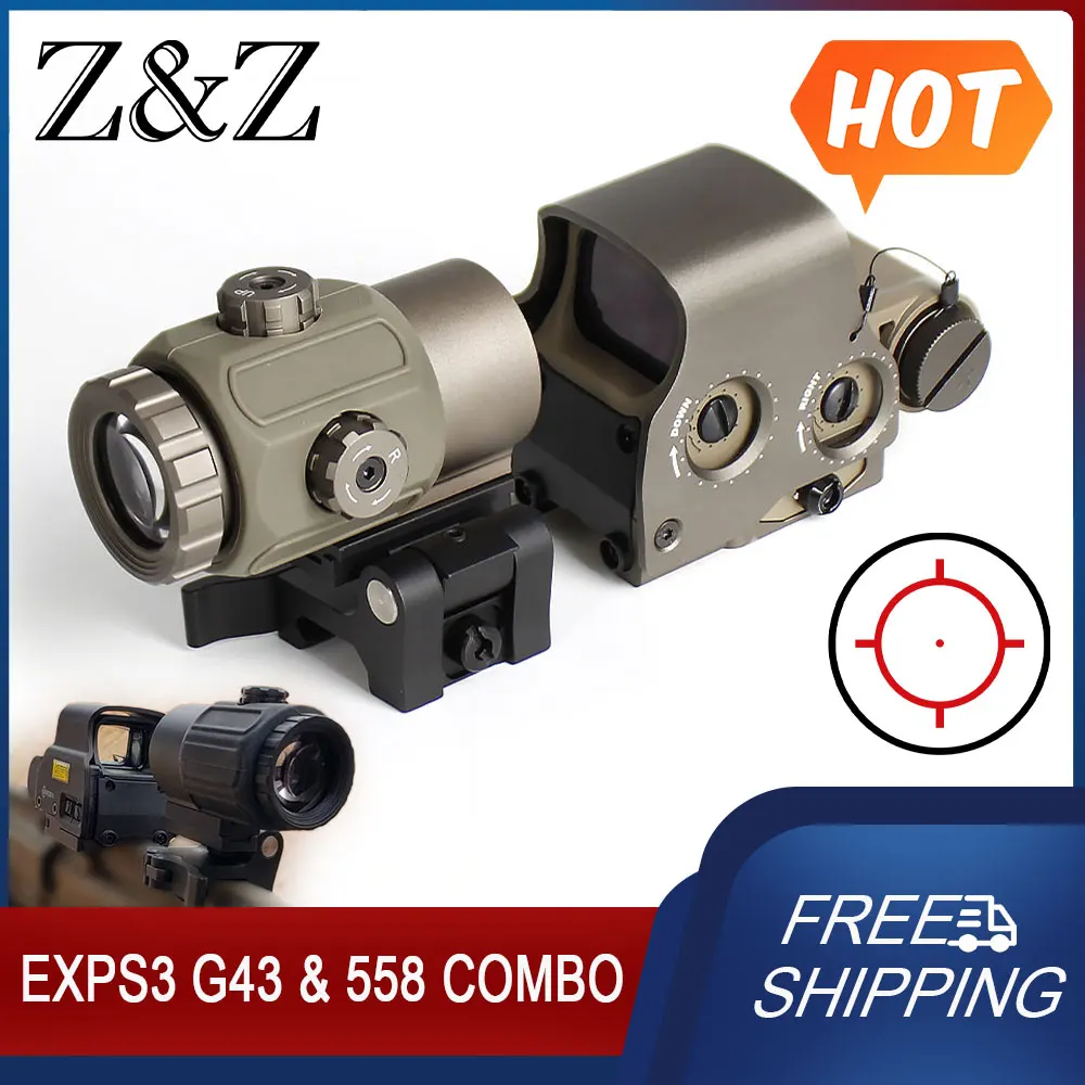 Tactical-Hunting-558-G43-Holographic-Reflex-Sight-EXPS3-Red-Dot-Optics-Scope-With-3X-Magnifier ...