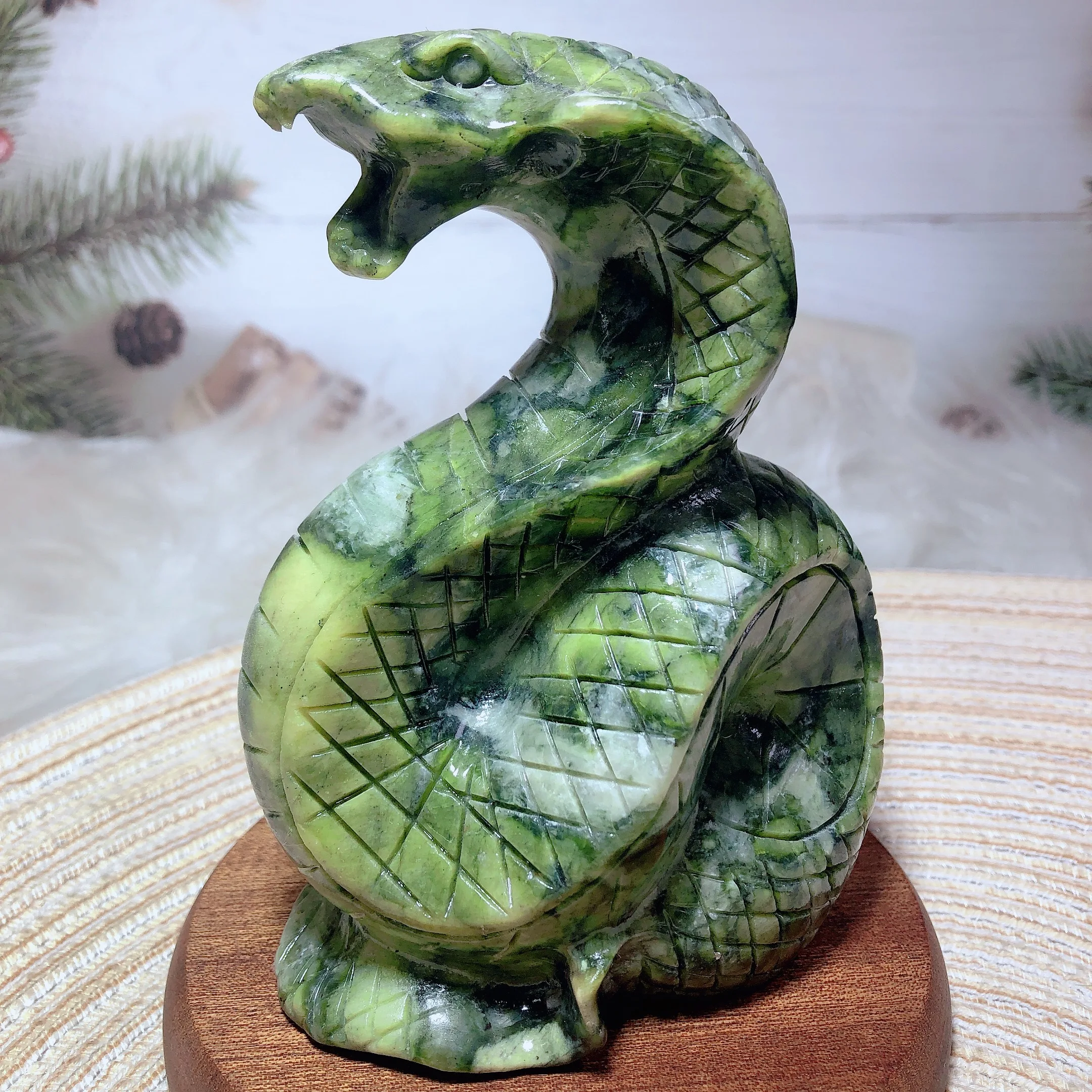 Healing-High-Quality-Natural-Green-Jasper-Snake-Carved-Crystals-Home ...