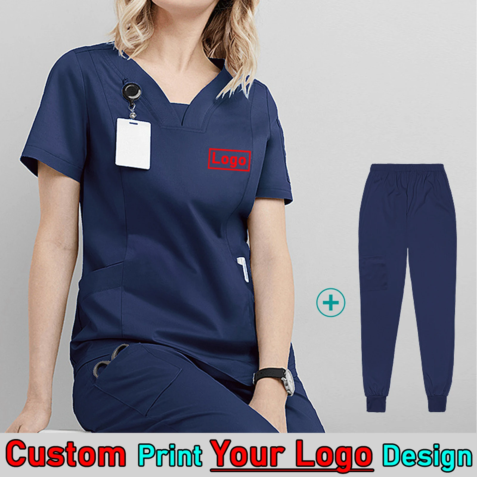 Custom-Print-Logo-Medical-Scrubs-for-Women-Nurse-Dental-Surgery ...