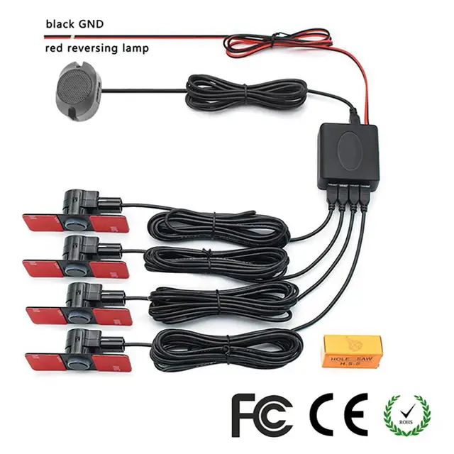 4 Sensors Buzzer 16.5mm Car Parking Sensor Kit Reversing Radar Sound ...