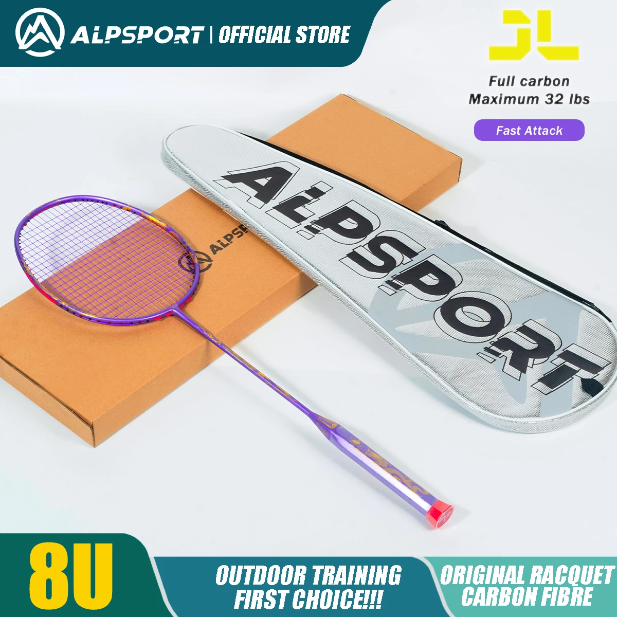 ALP-JL-8U-Badminton-Racket-Ultra-Light-Max-32lbs-Stringed-Racket-Full ...