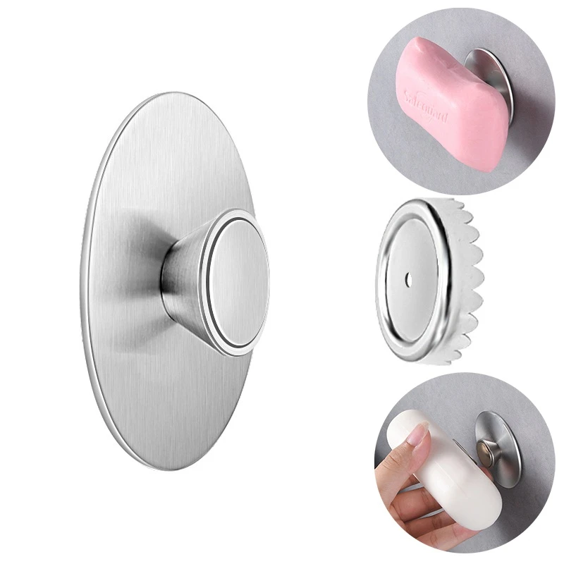 1Pc Stainless Steel Magnet Suction Soap Holder Bathroom Punch-Free Wall ...