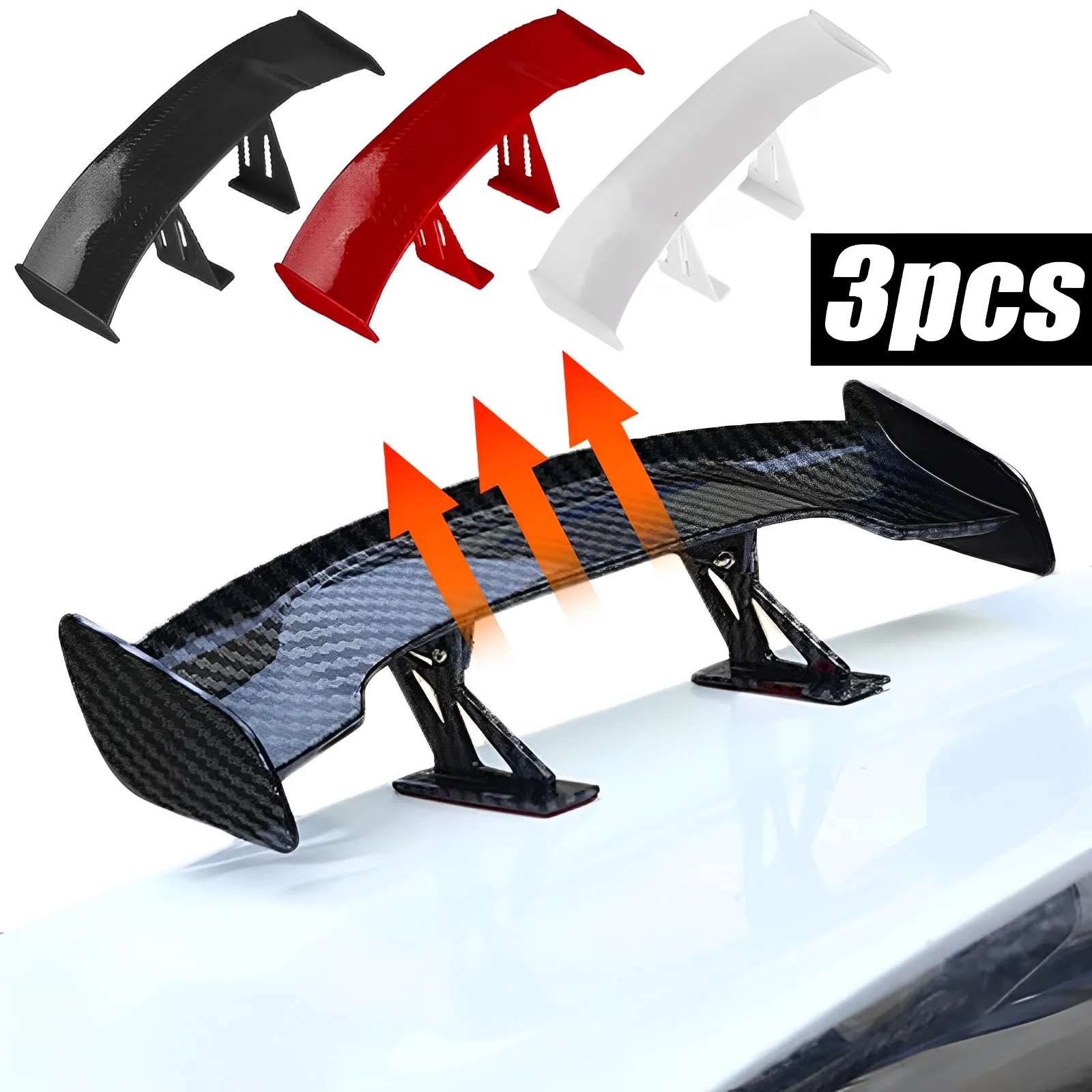 Universal-Car-Tail-Wing-Carbon-Fiber-Look-Mini-Modified-Black-White-Red ...