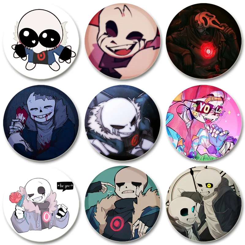 32/44/58MM Anime Cartoon Figures Killer Sans Pins Round Brooch Badge ...