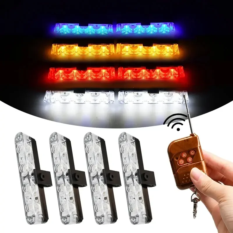 Car Led Grid Police Strobe Light With Remote Super Bright 12V Front ...