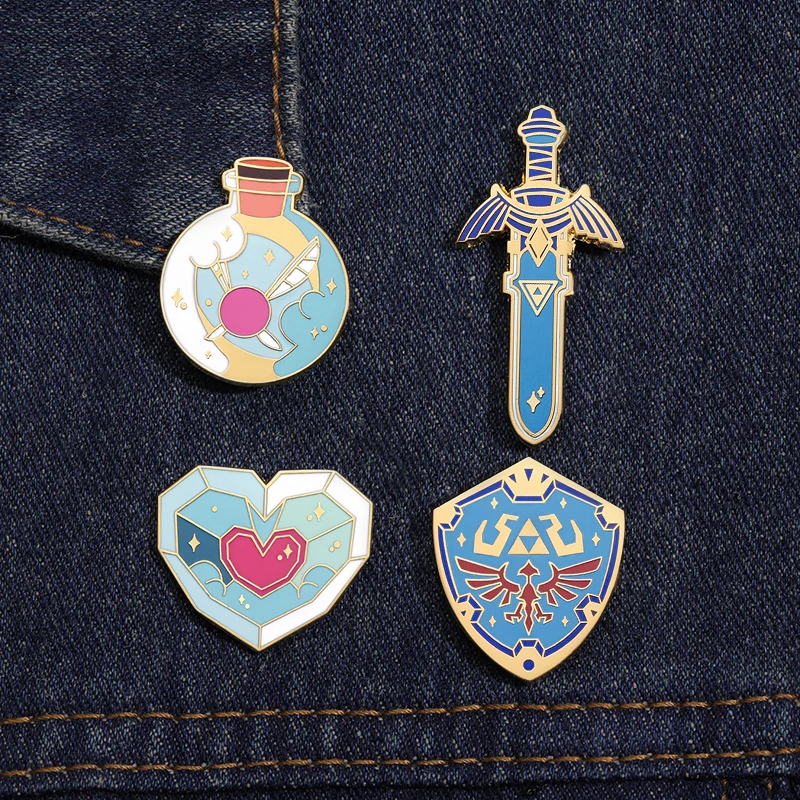 Pin-de-esmalte-duro-de-escudo-azul-de-dibujos-animados-juego-de ...