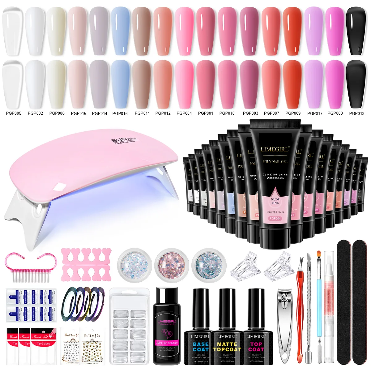 LIMEGIRL 15ML Nagelverlängerungsgel-Set, UV-Gel, Einweichen ...