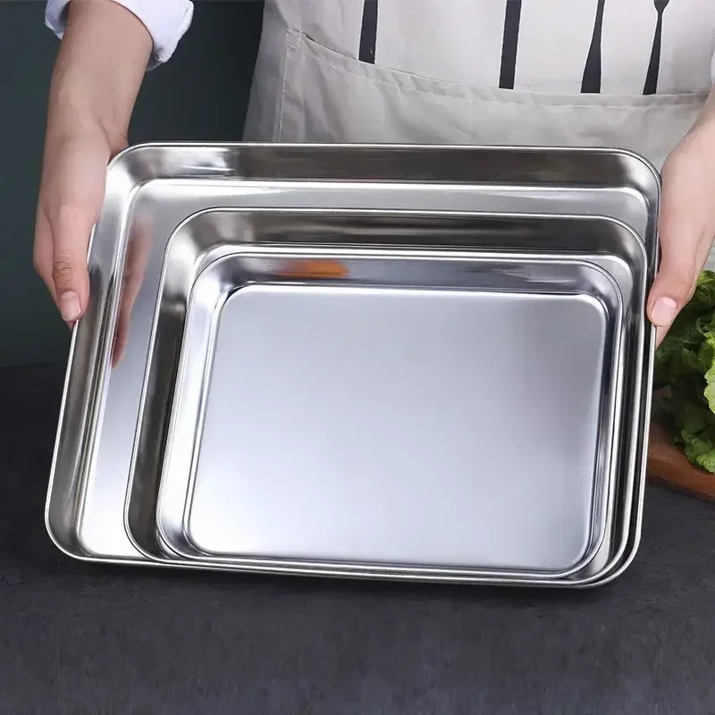 Kitchen-Rectangle-Stainless-Steel-Food-Storage-Serving-Trays-Sausage ...