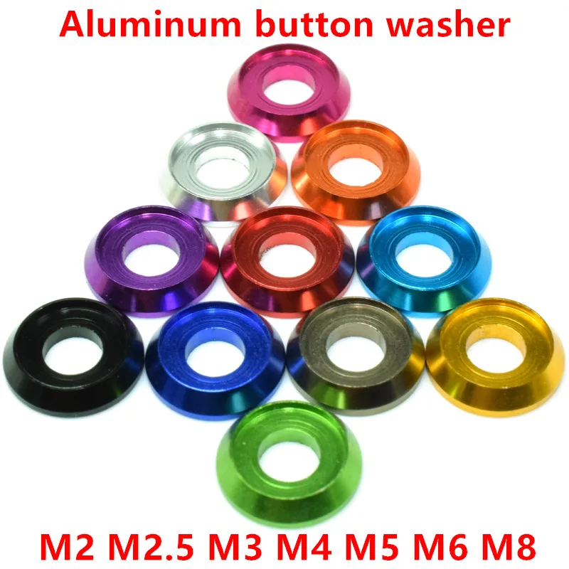 10pcs M2 M2.5 M3 M4 M5 M6 M8 Colourful Aluminum Cup Head Washer For ...