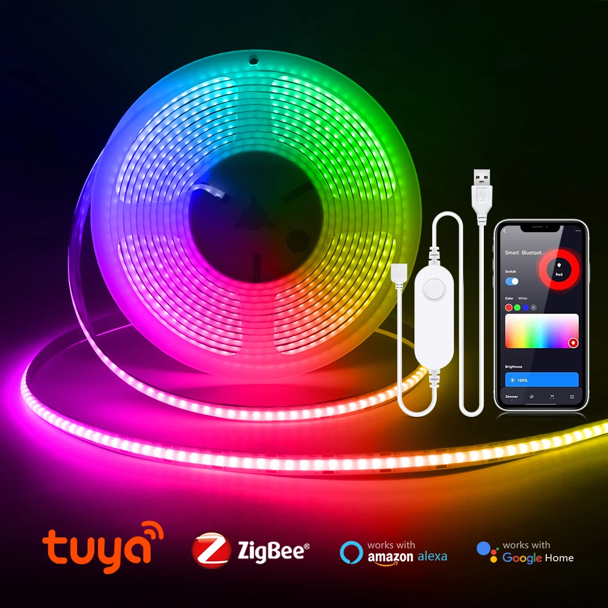 ZigBee-LED-Strip-Smart-Tuya-COB-Lights-USB-5V-Dimmable-FOB-Tape-wifi ...