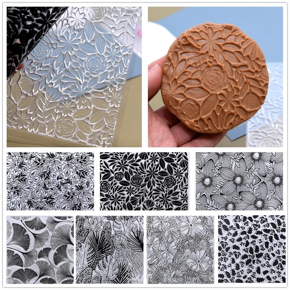 SNASAN-Leaf-FLower-Plants-Polymer-Clay-Texture-Stamp-Sheets-Pattern-DIY ...
