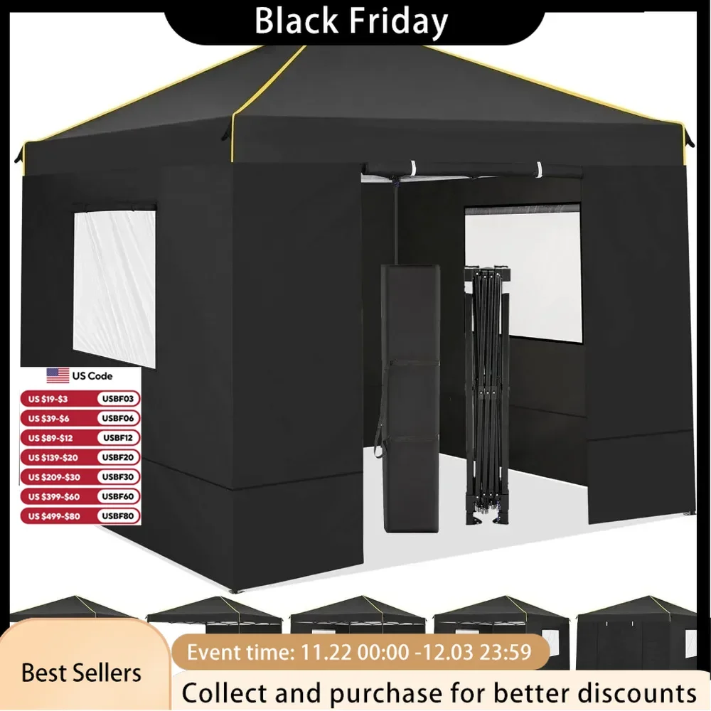 10x10-Pop-Up-Tent-with-4-Side-Walls-Mesh-Windows-Instant-Gazebo-Tent ...
