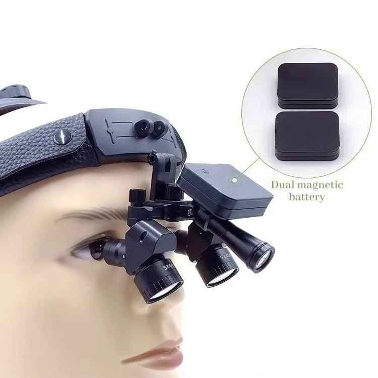 48 Degree LED Dentals Loupes with 5X Adjustability New Electric-powered ...