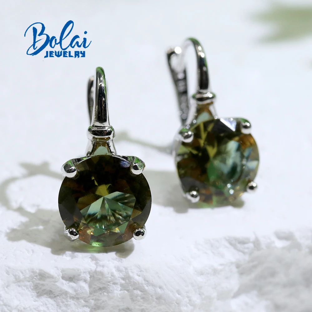 Simple design 925 Sterling siver clasp earring with color diaspore ...