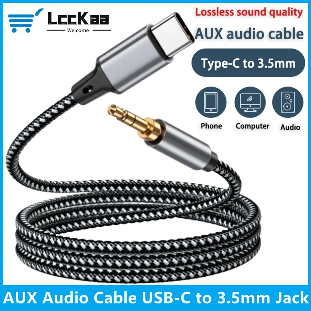 USB Type C to 3.5mm Aux Audio Cable Headset Speaker Headphone Jack ...