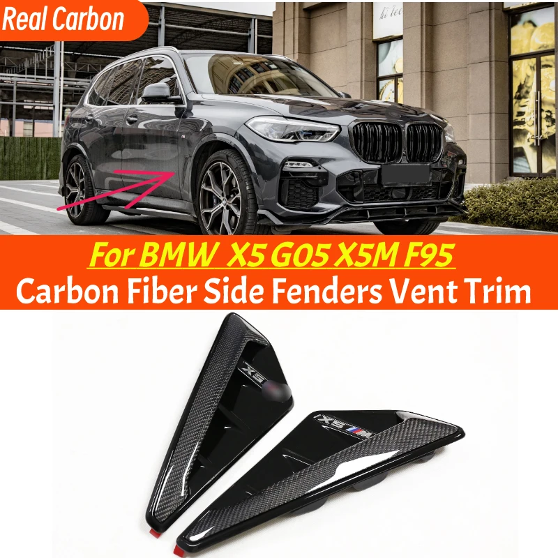 For-Bmw-X5-G05-X5m-F95-Real-Carbon-Fiber-Fender-Side-Vent-Grill-Trim ...