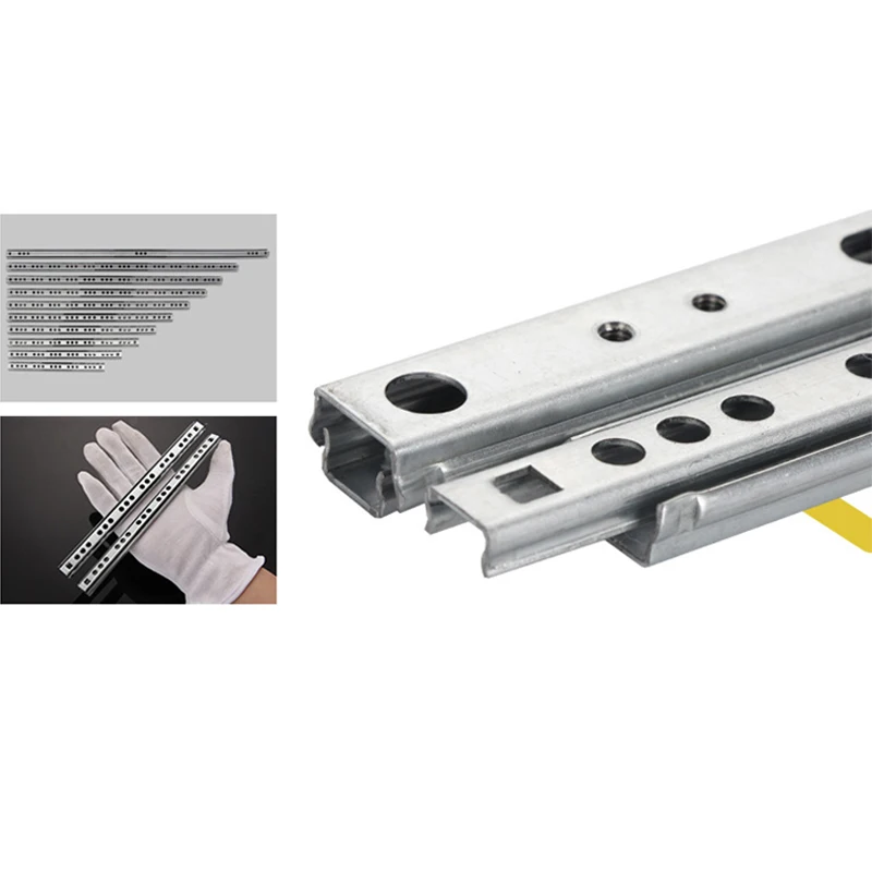 1Pair-Micro-Drawer-Slide-Ball-Guide-Two-Sections-17mm-Wide-Steel-Fold ...