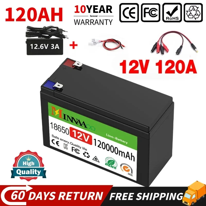 12v-120A-Li-Ion-18650-Battery-Electric-Vehicle-Lithium-Battery-Pack-9V ...