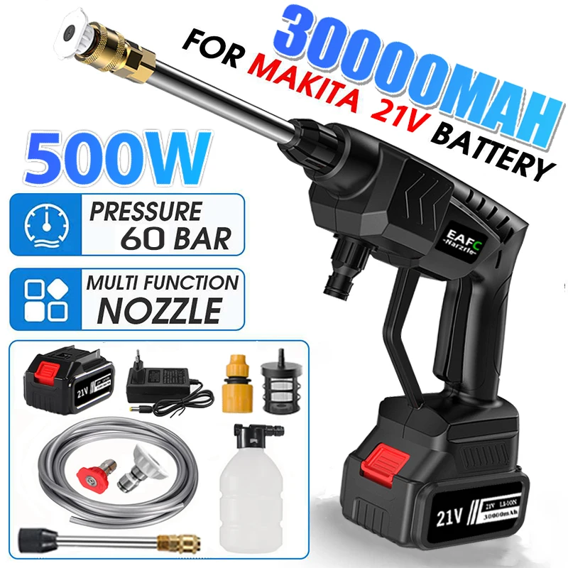 500W Portable High Pressure Car Washer Rechargeable Car Washing Gun ...