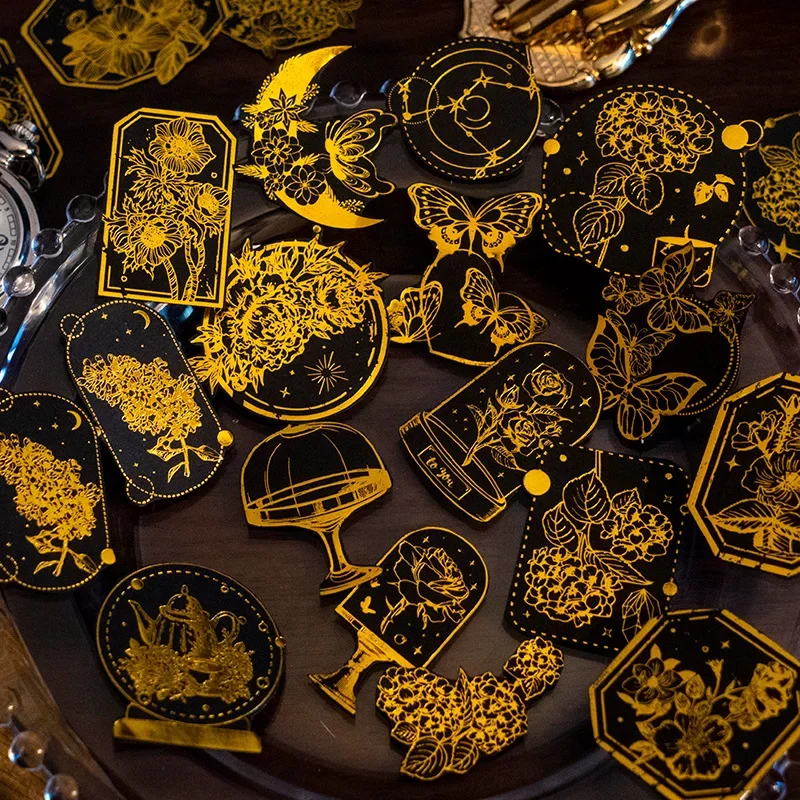 6-Sheets-pack-Meteor-Garden-Black-Card-Gold-Gilded-Long-Stickers ...