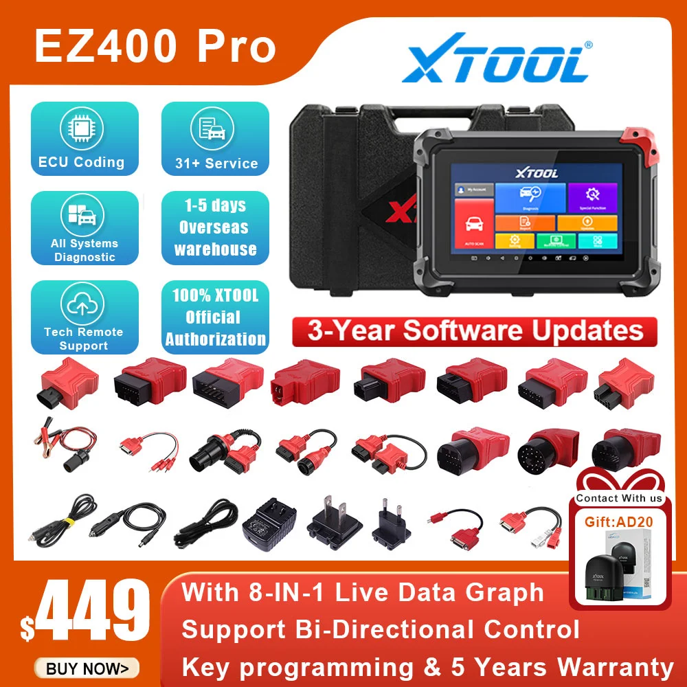 2023 XTOOL EZ400 Pro ECU 코딩 능동 테스트 스캔 도구 열쇠 프로그래밍 자동 Vin 벨트 31 + 리셋 서비스 ...