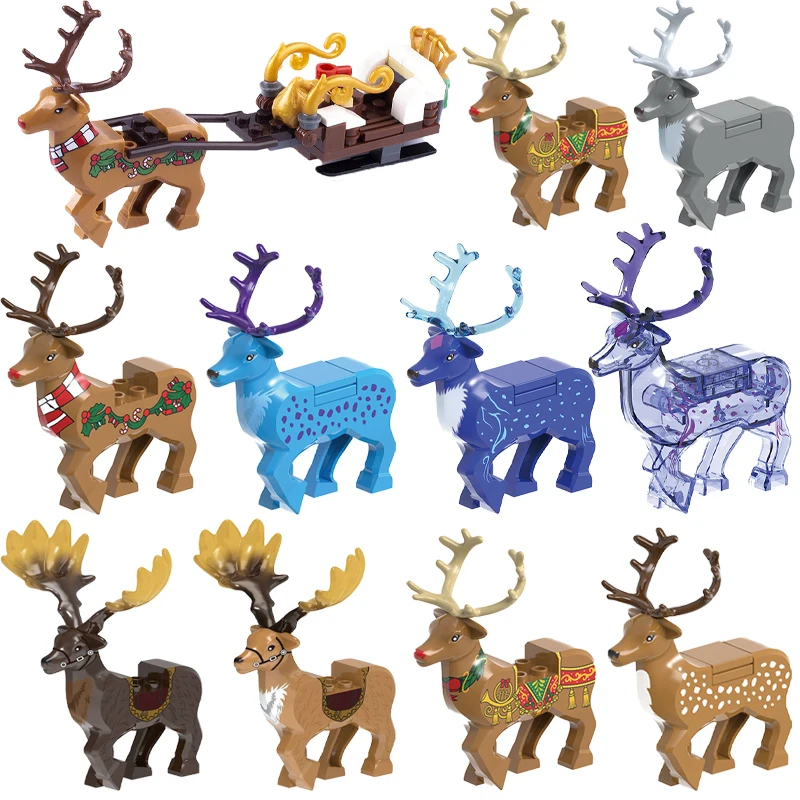 Hot Christmas Animals Deer Building Blocks Farm Scene Zoo City View Elk ...